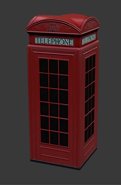 london phone booth 3d obj