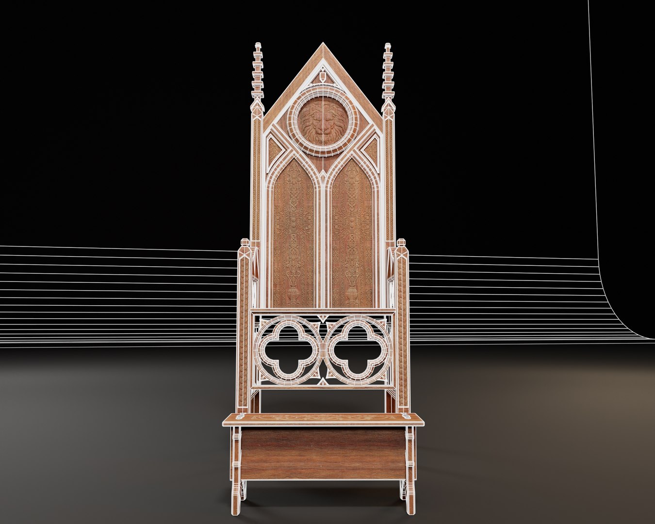 3D Wooden Throne - TurboSquid 2404159