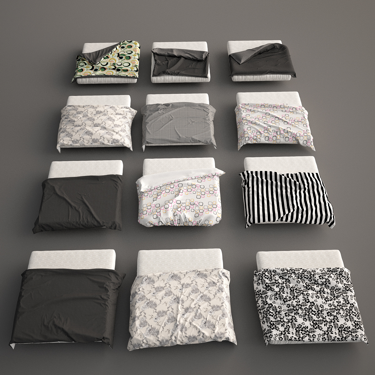 3d model bed blanket covers set