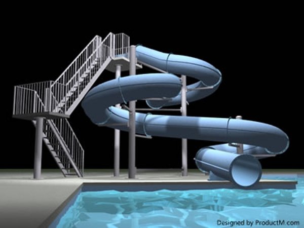 3d pool water slide