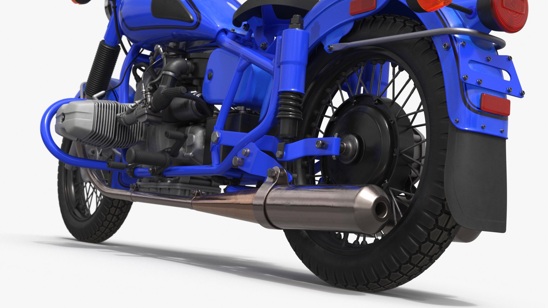 3D Retro Classic Blue Motorcycle Rigged - TurboSquid 2398778
