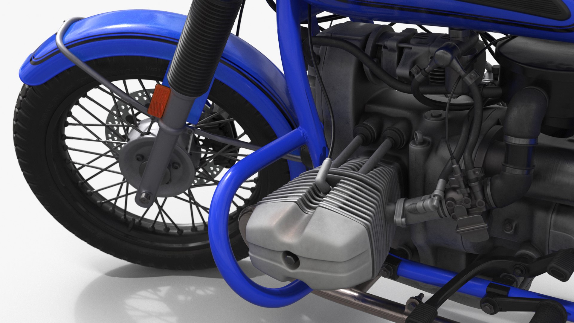3D Retro Classic Blue Motorcycle Rigged - TurboSquid 2398778