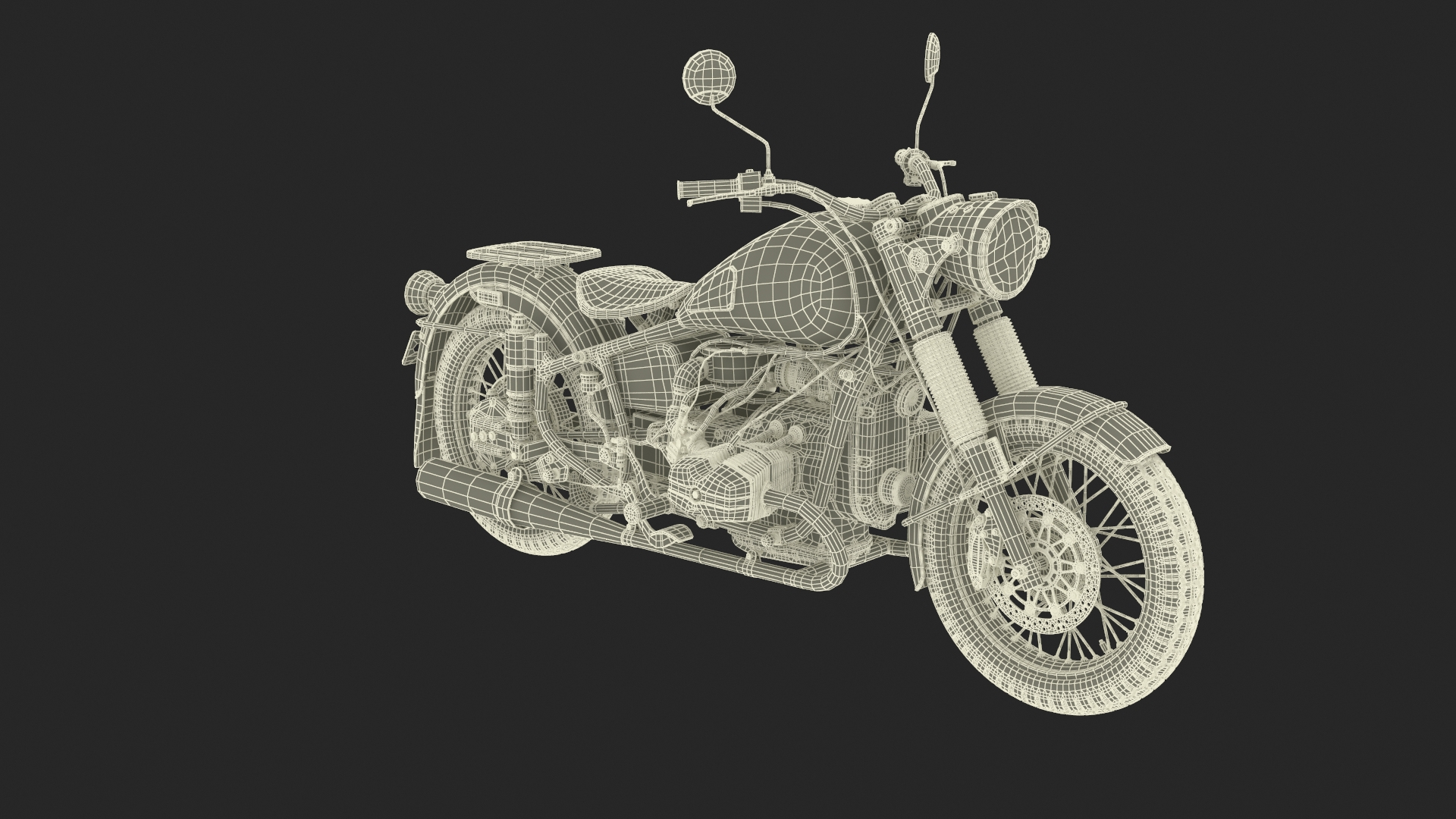 3D Retro Classic Blue Motorcycle Rigged - TurboSquid 2398778