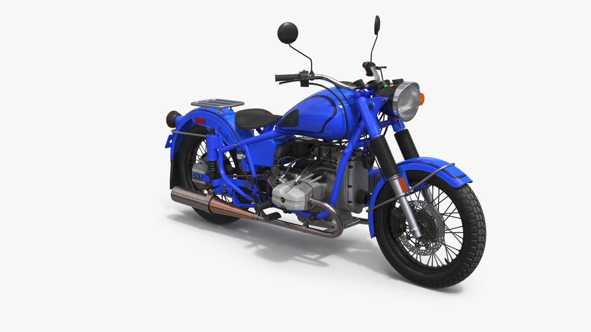 3D Retro Classic Blue Motorcycle Rigged - TurboSquid 2398778