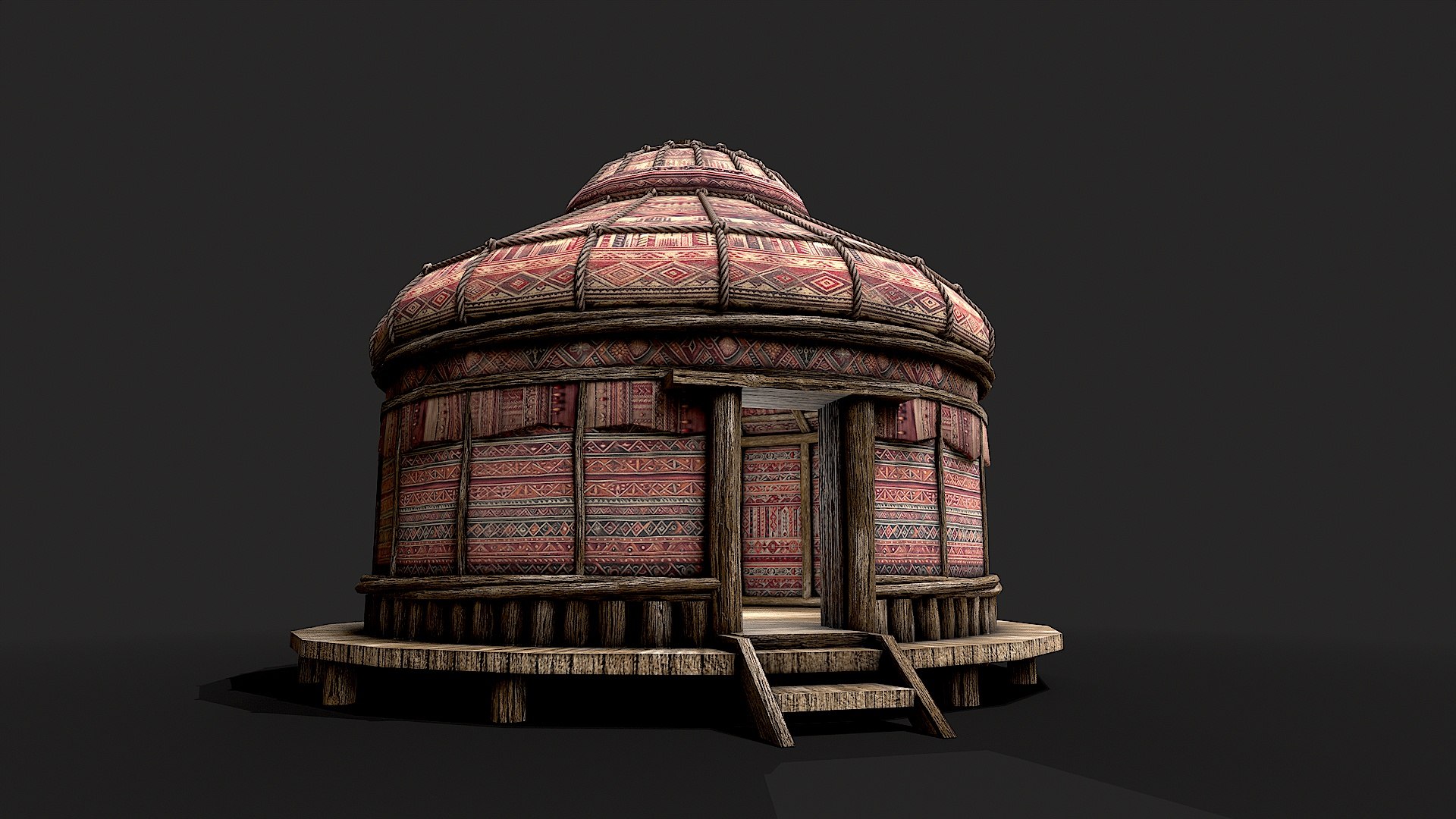 3D Traditional Yurt Nomads Tent With Interior 3 - TurboSquid 2360355