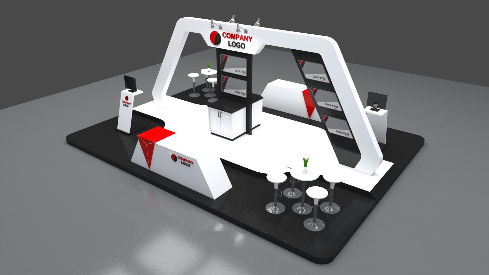 Booth 6x8 Black Red 3D Model - TurboSquid 1771723
