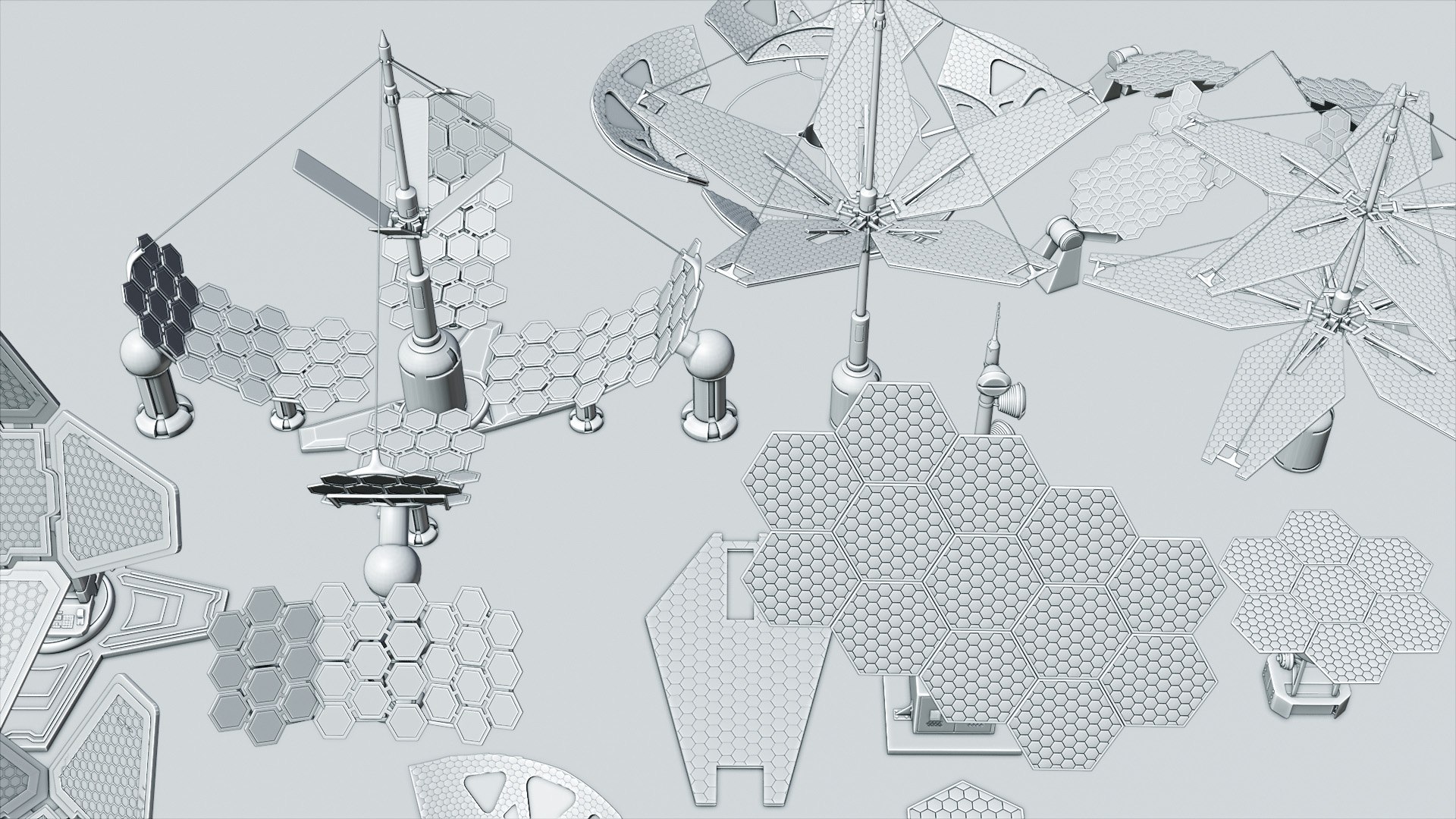 15 Sci-Fi Modular Solar Panels Kit Model - TurboSquid 2009359