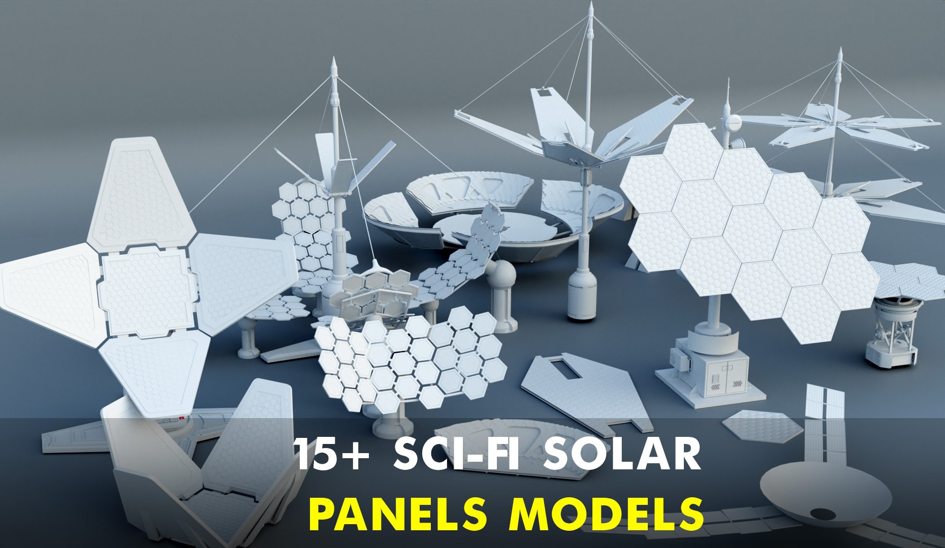 15 Sci-Fi Modular Solar Panels Kit Model - TurboSquid 2009359