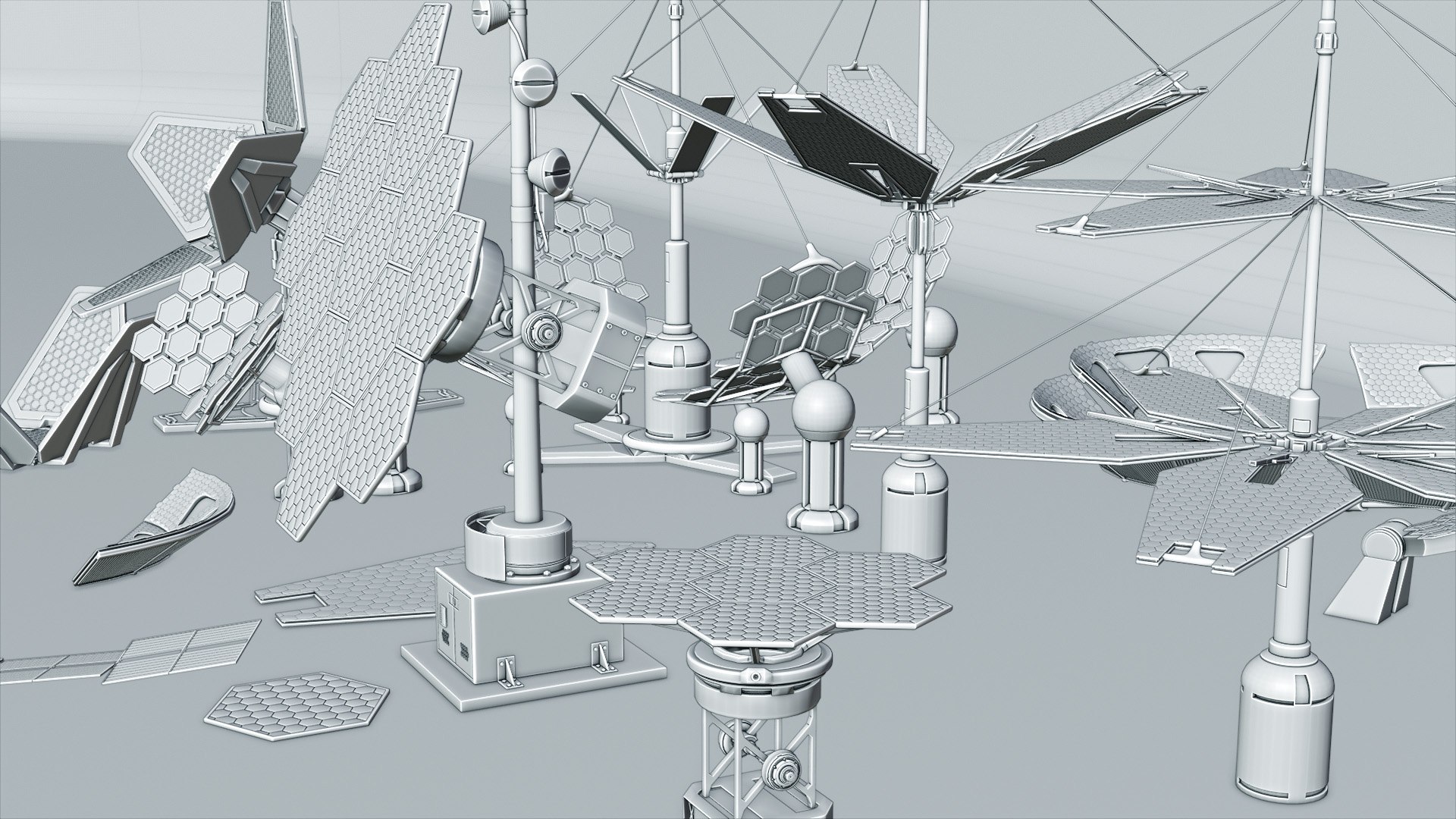 15 Sci-Fi Modular Solar Panels Kit Model - TurboSquid 2009359