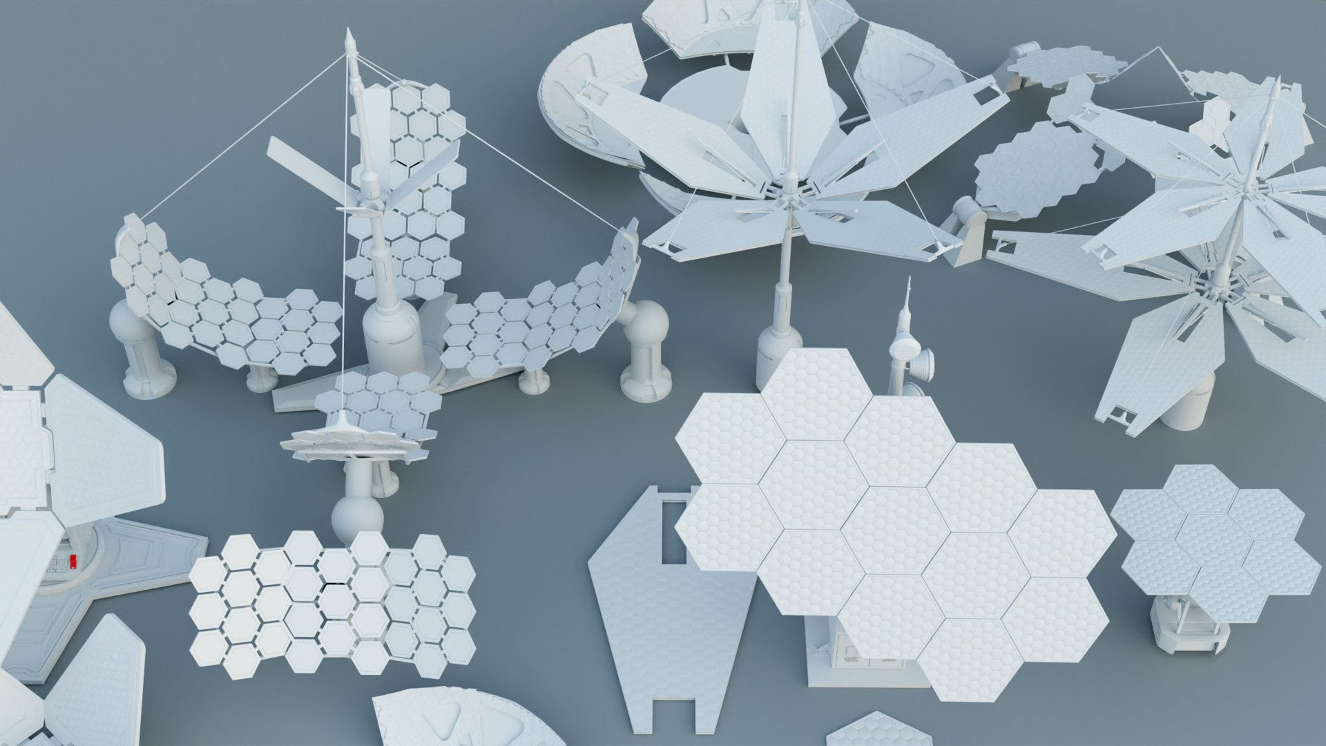 15 Sci-Fi Modular Solar Panels Kit Model - TurboSquid 2009359