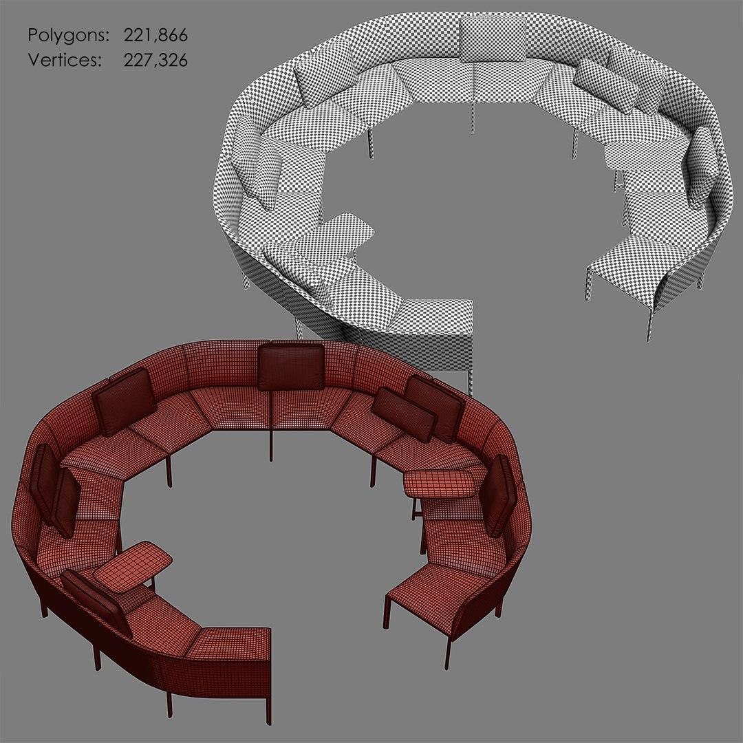 ADD ROUND Sectional Curved Sofa 3D Model - TurboSquid 1714841