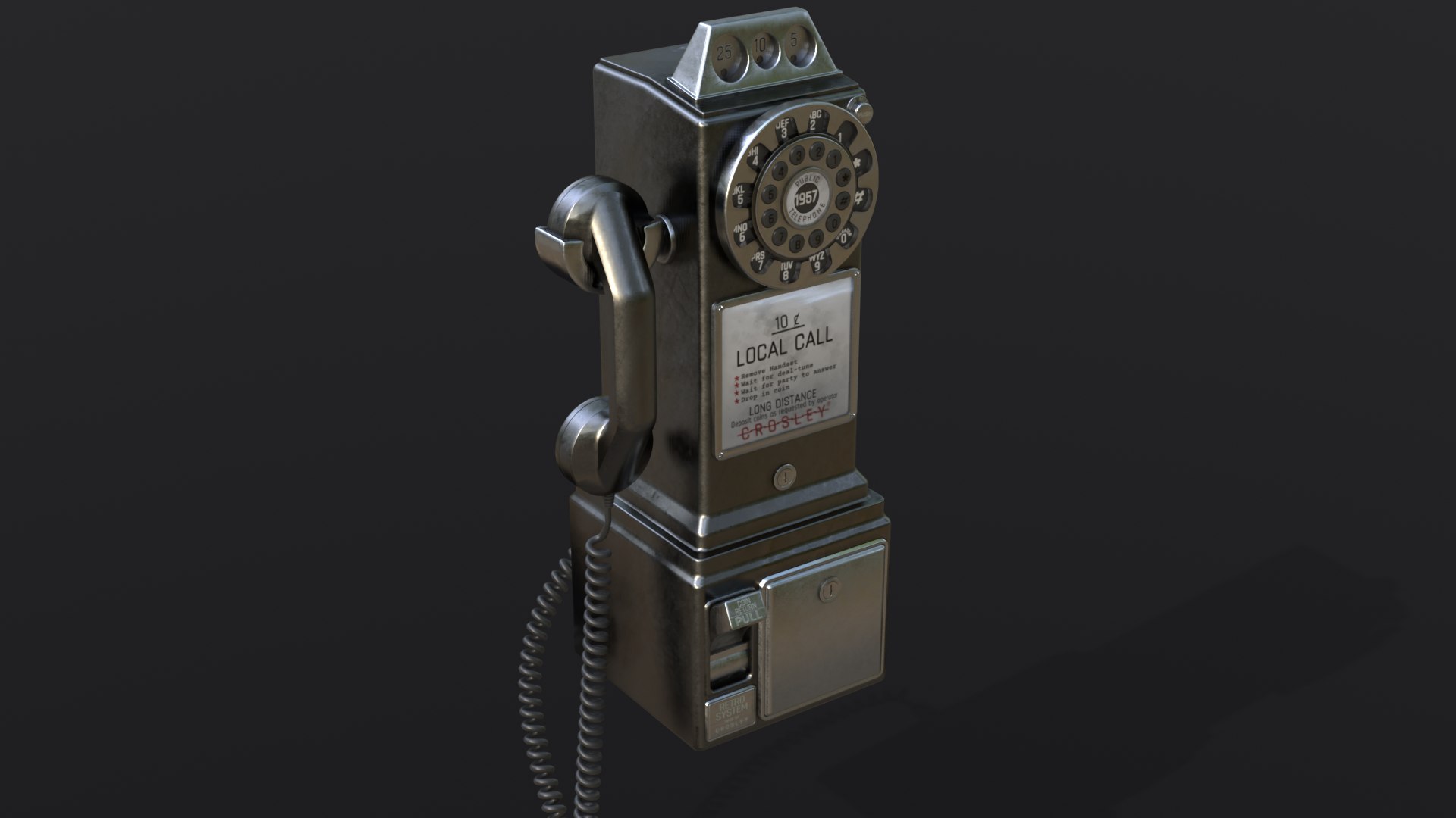 CROSLEY Retro Pay Phone 3D Model - TurboSquid 2127351