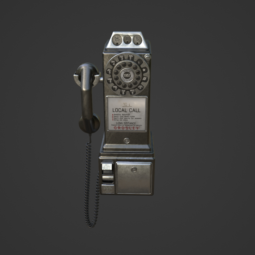 CROSLEY Retro Pay Phone 3D Model - TurboSquid 2127351