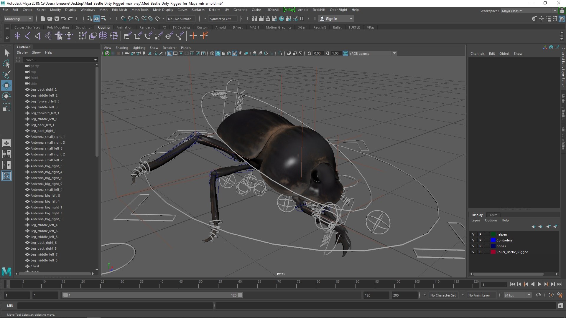 3D Mud Beetle Dirty Rigged For Maya - TurboSquid 2352732