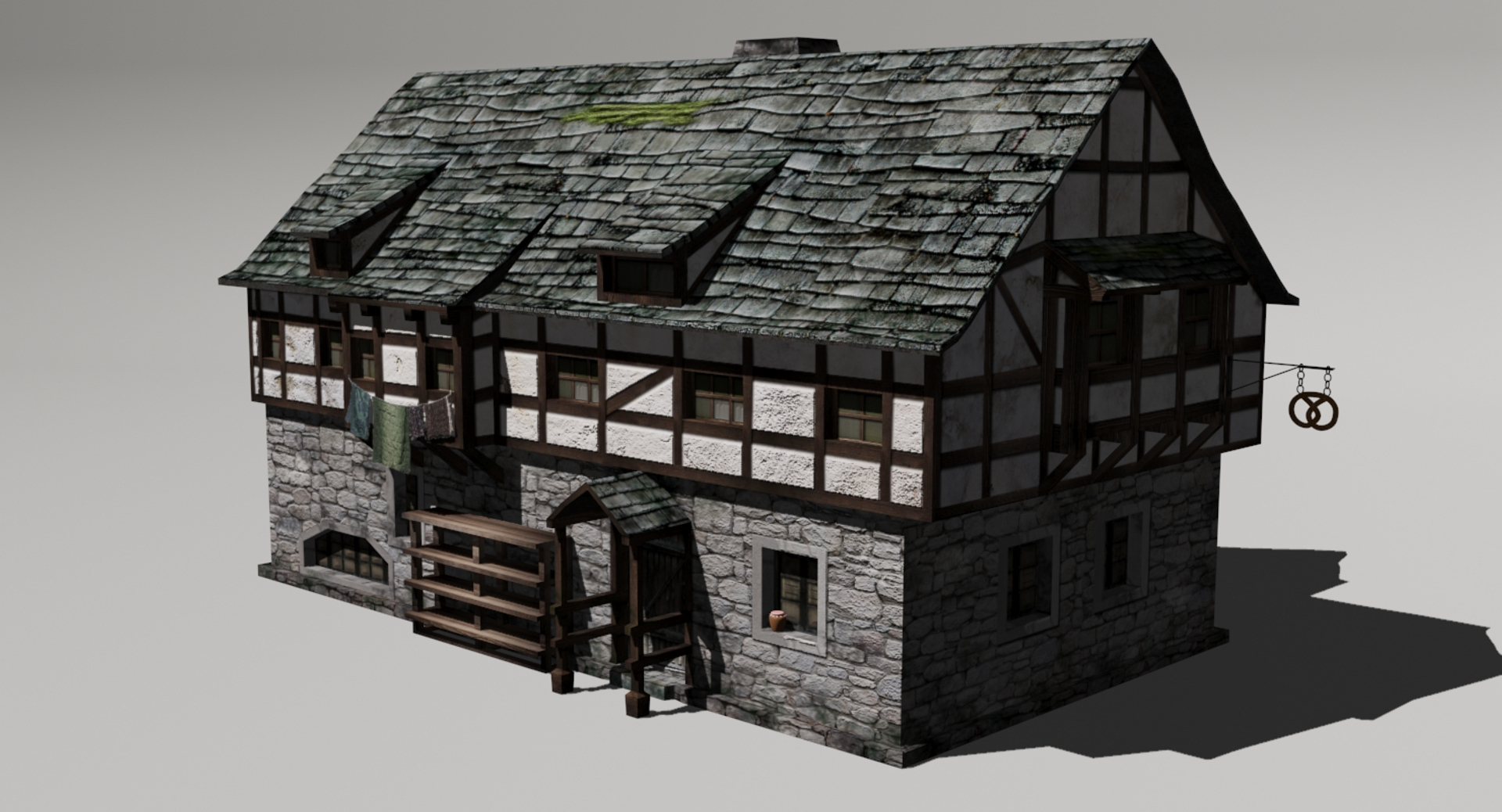 3D Low-poly Medieval Bakery - TurboSquid 1191406