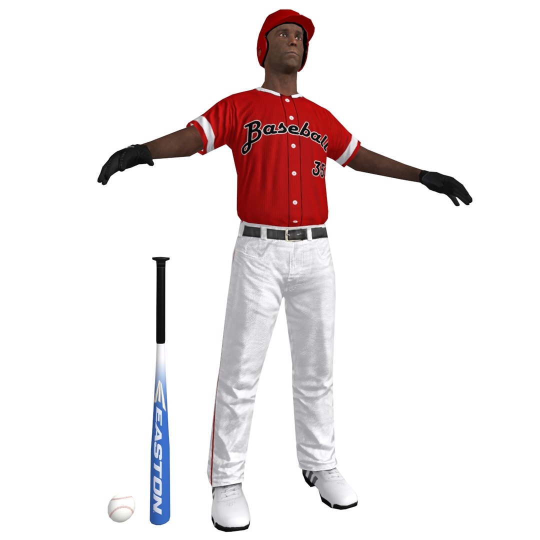 3d rigged baseball player ball model