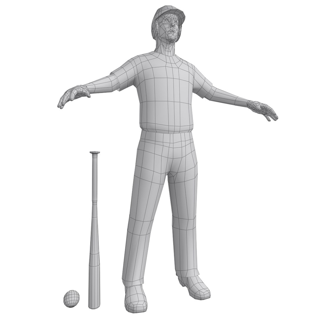 3d rigged baseball player ball model