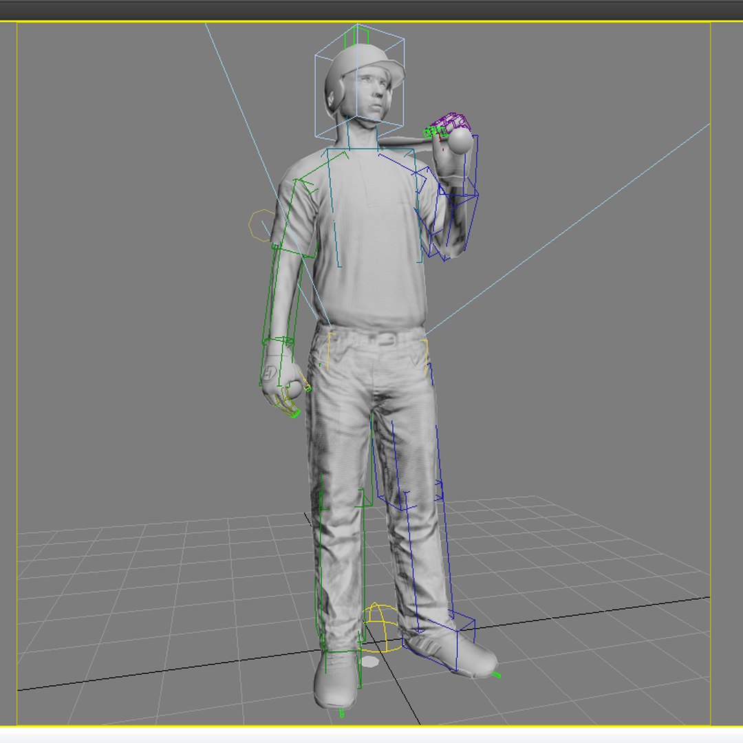 3d rigged baseball player ball model