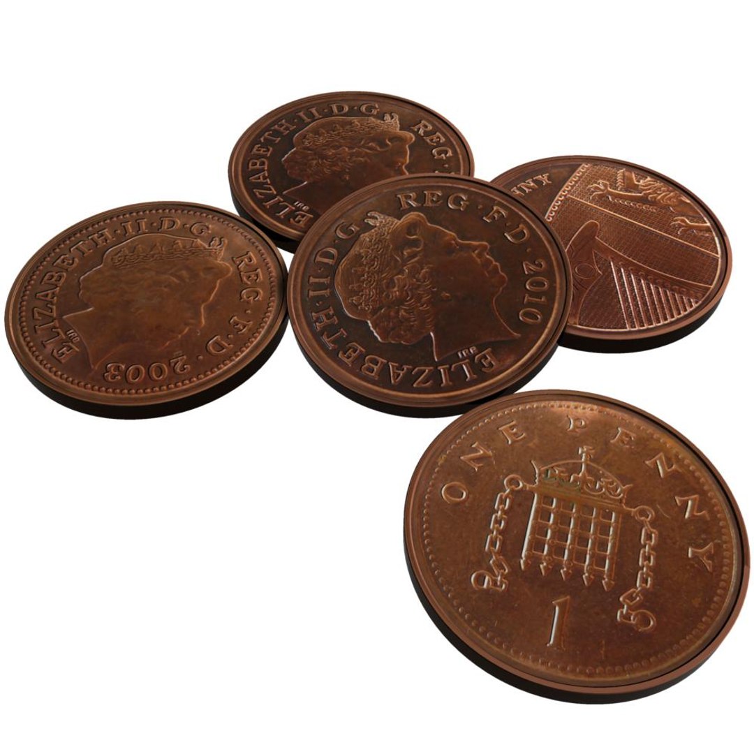 british 1 penny 2003 3d model