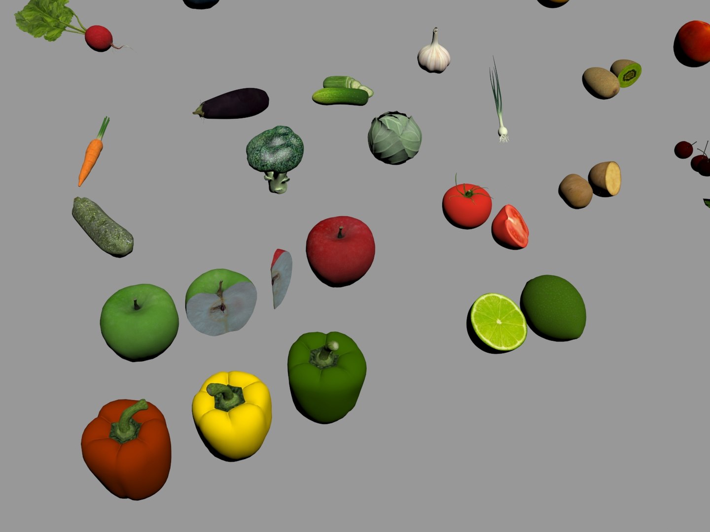 3D Model Fruits Vegetables - TurboSquid 1394189