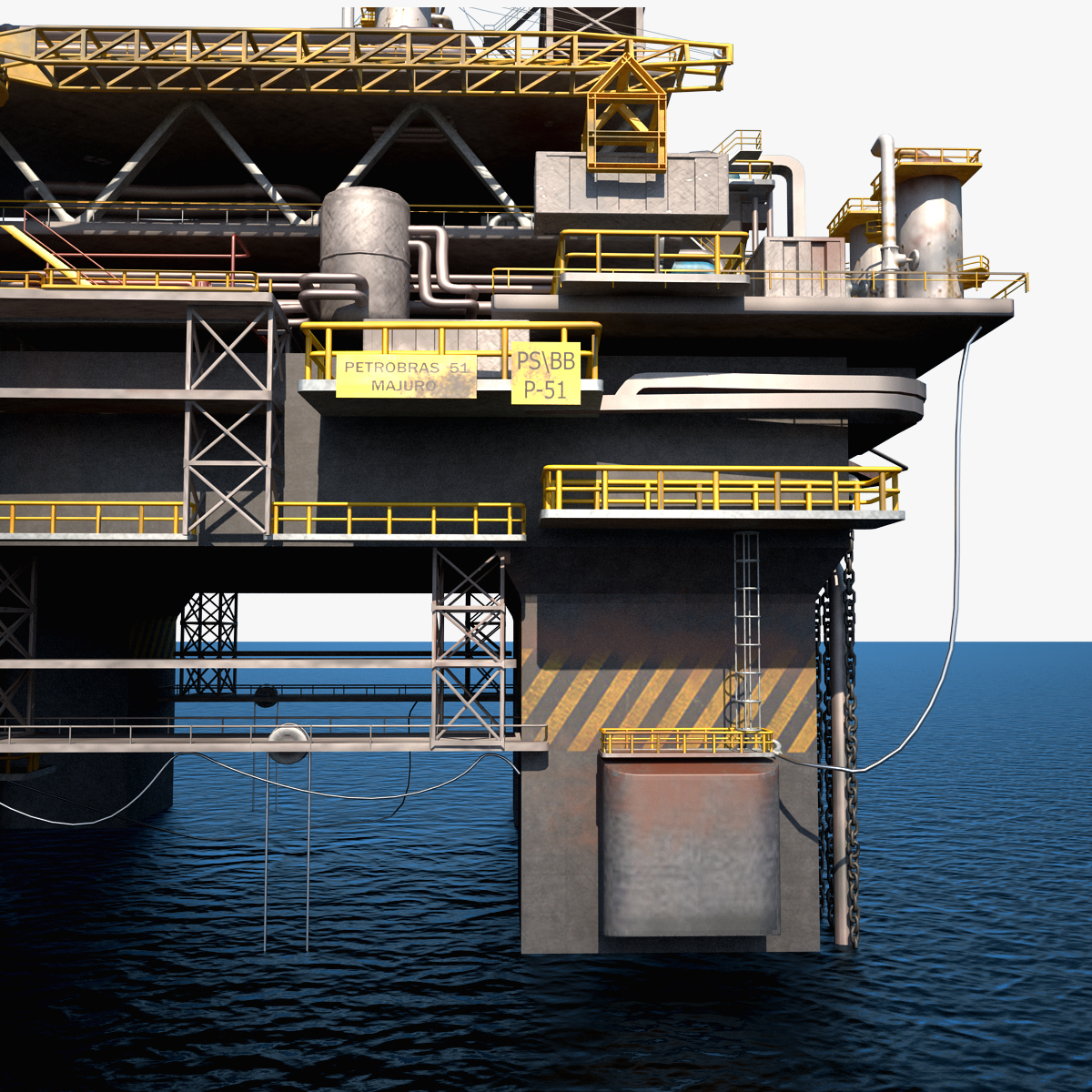oil rig platform p-51 3d model