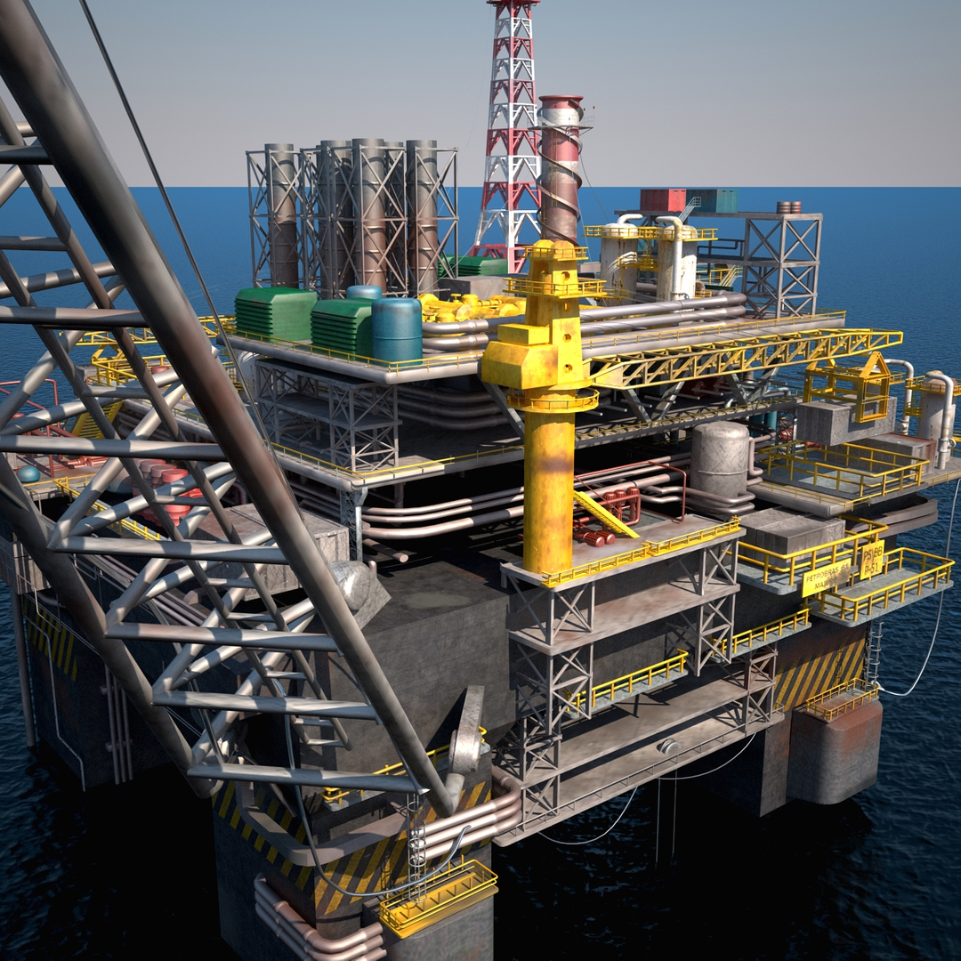 oil rig platform p-51 3d model