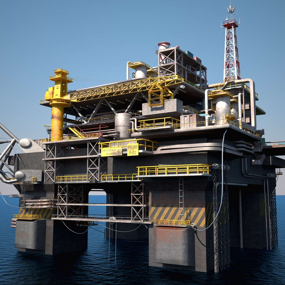 oil rig platform p-51 3d model