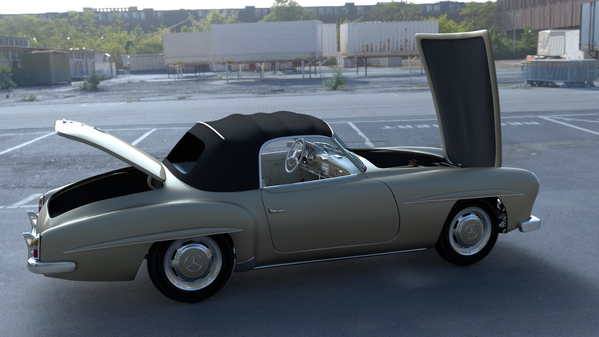 mercedes 190sl interior 3d model