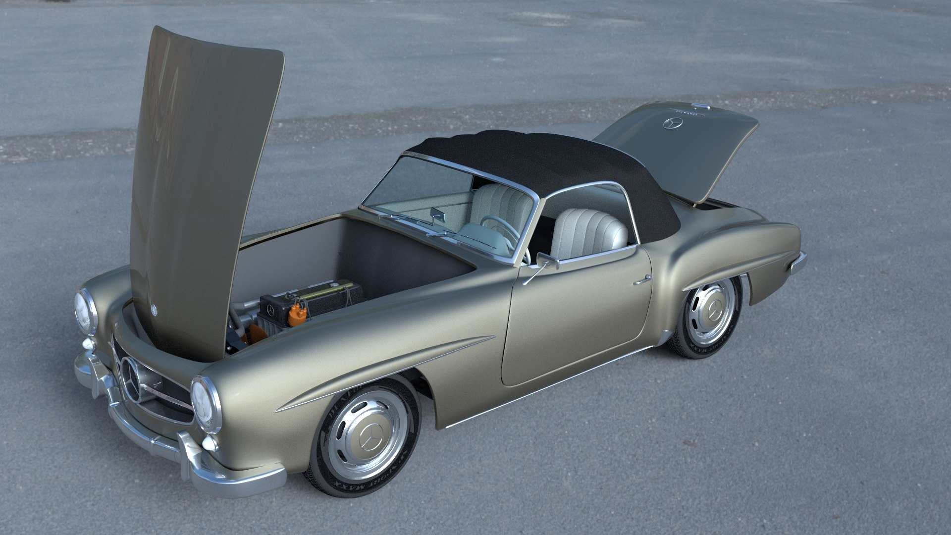 mercedes 190sl interior 3d model