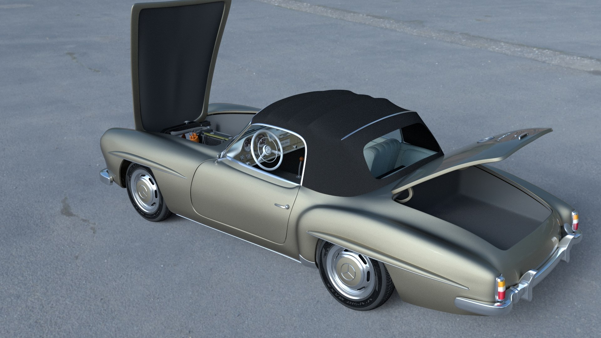 mercedes 190sl interior 3d model