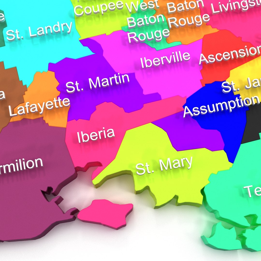 3d Louisiana Counties Model