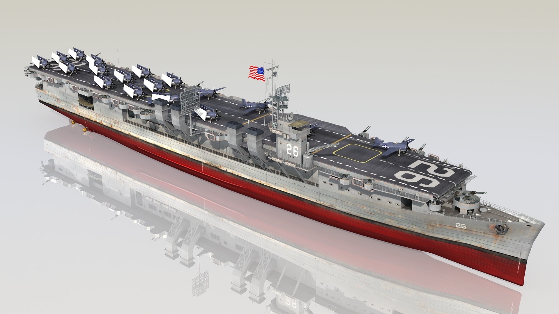 USS Monterey CVL-26 Independence-class light aircraft carrier 3D model ...