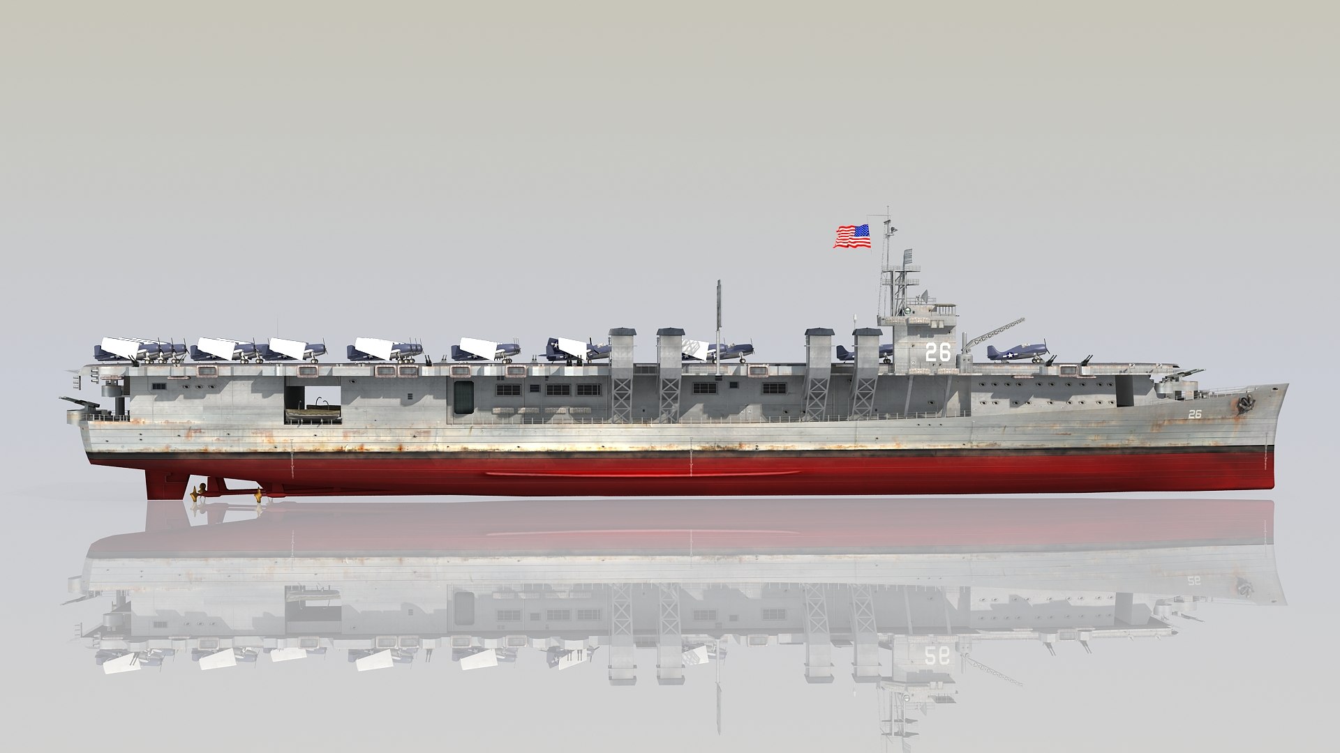 USS Monterey CVL-26 Independence-class light aircraft carrier 3D model ...