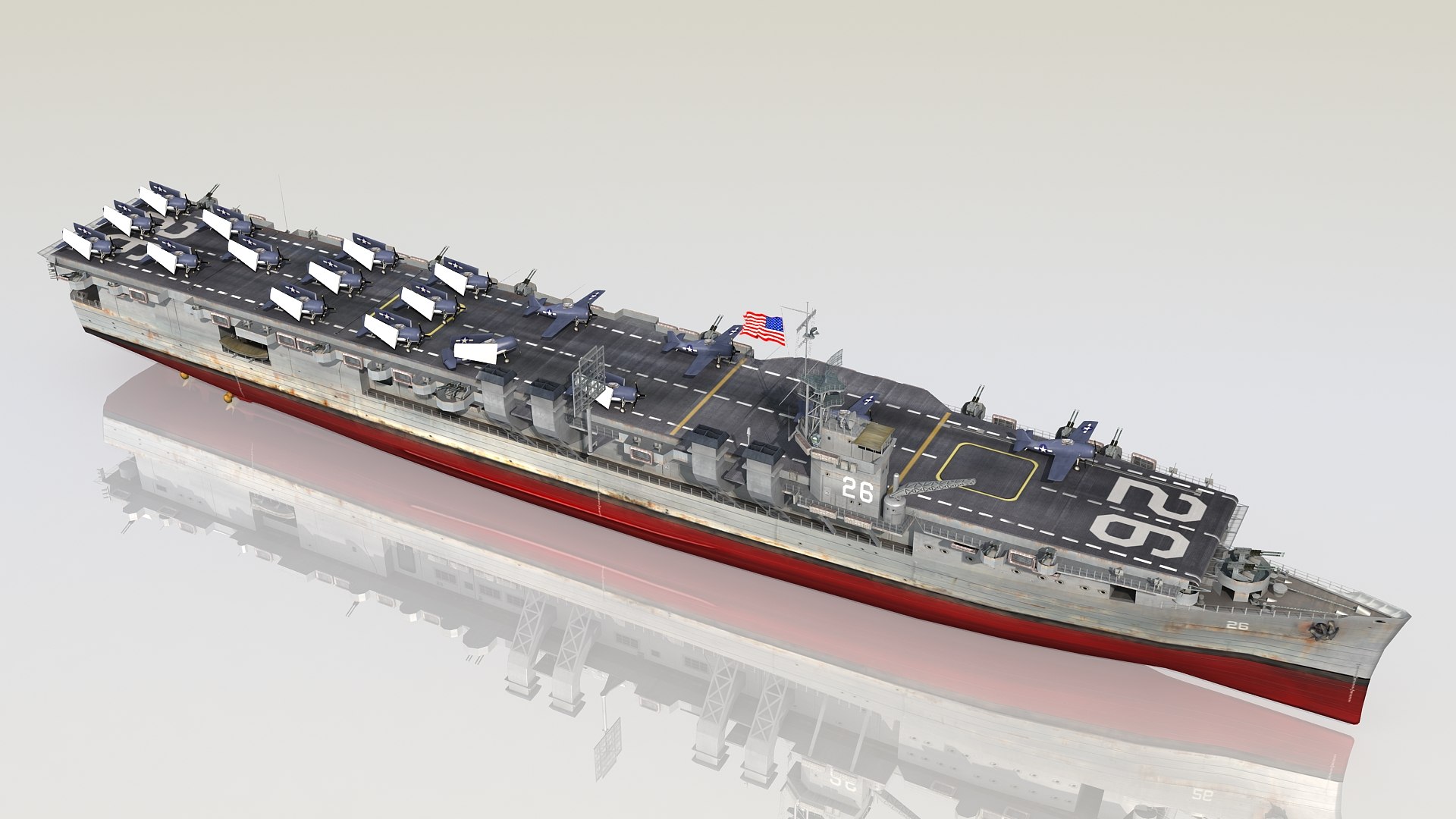 USS Monterey CVL-26 Independence-class light aircraft carrier 3D model ...