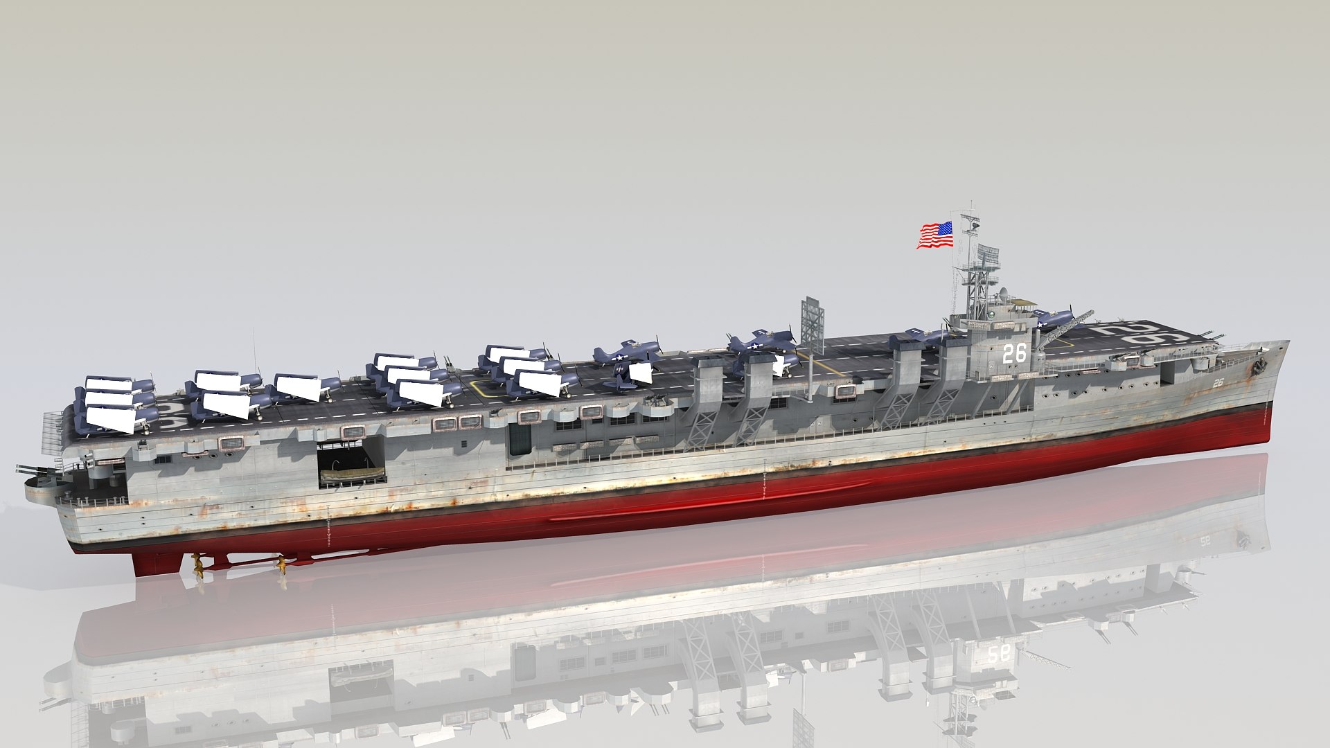 USS Monterey CVL-26 Independence-class light aircraft carrier 3D model ...
