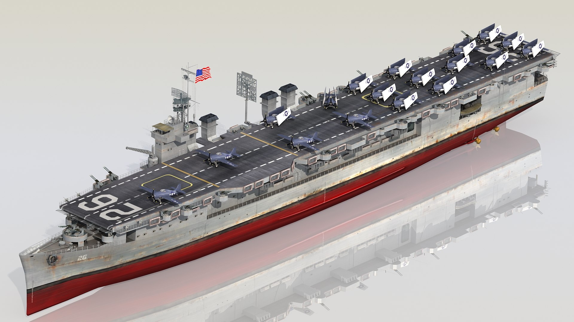 USS Monterey CVL-26 Independence-class Light Aircraft Carrier 3D Model ...