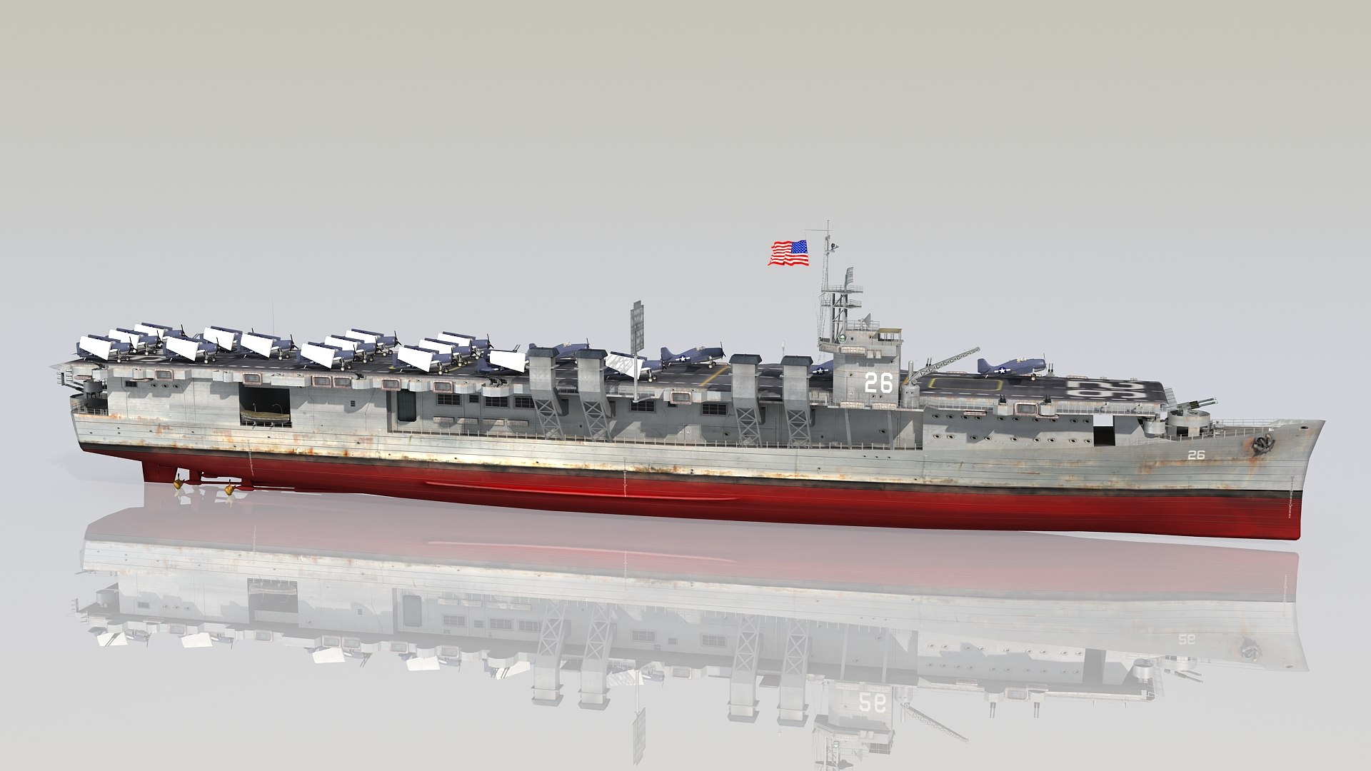 USS Monterey CVL-26 Independence-class light aircraft carrier 3D model ...