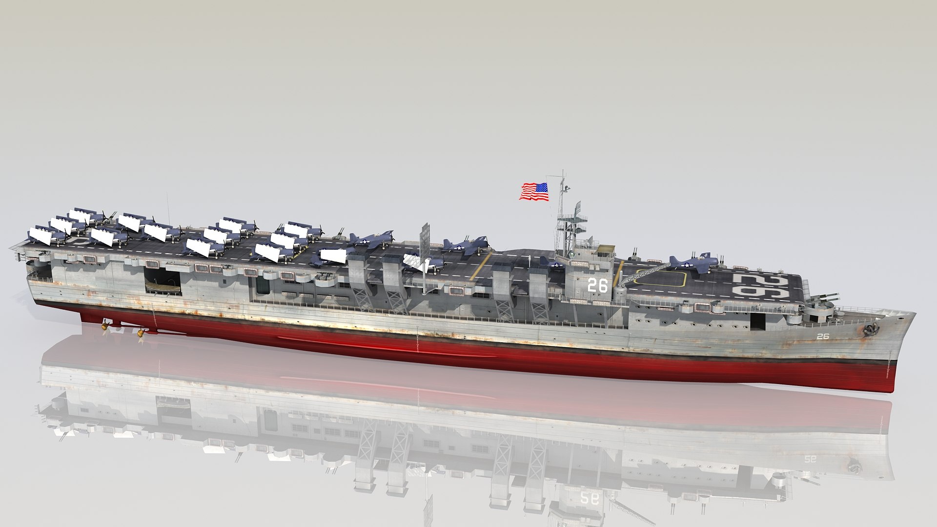 USS Monterey CVL-26 Independence-class light aircraft carrier 3D model ...