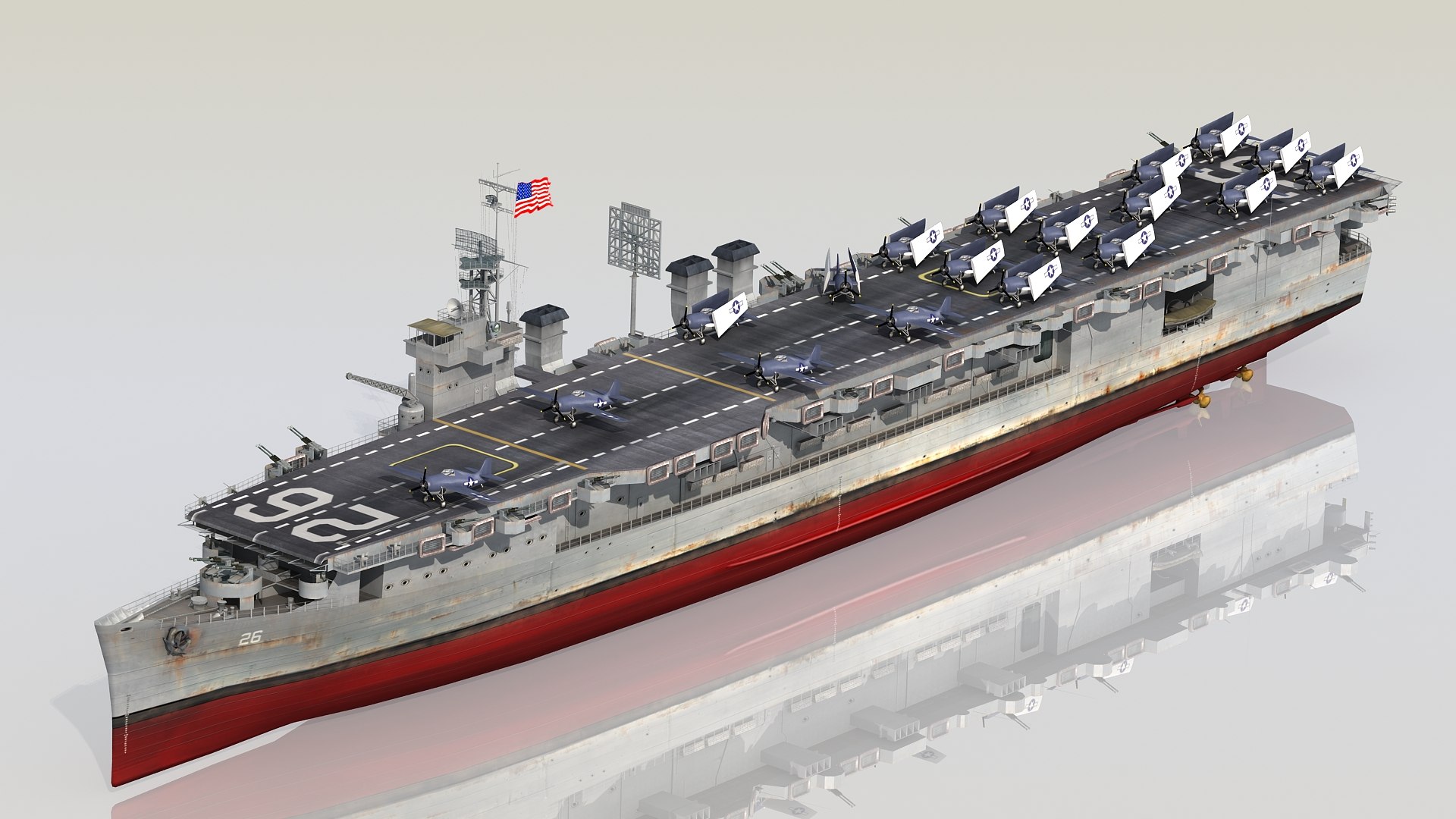 USS Monterey CVL-26 Independence-class Light Aircraft Carrier 3D Model ...