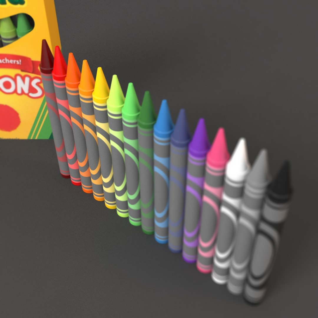 3d Crayon Colors Paper Model
