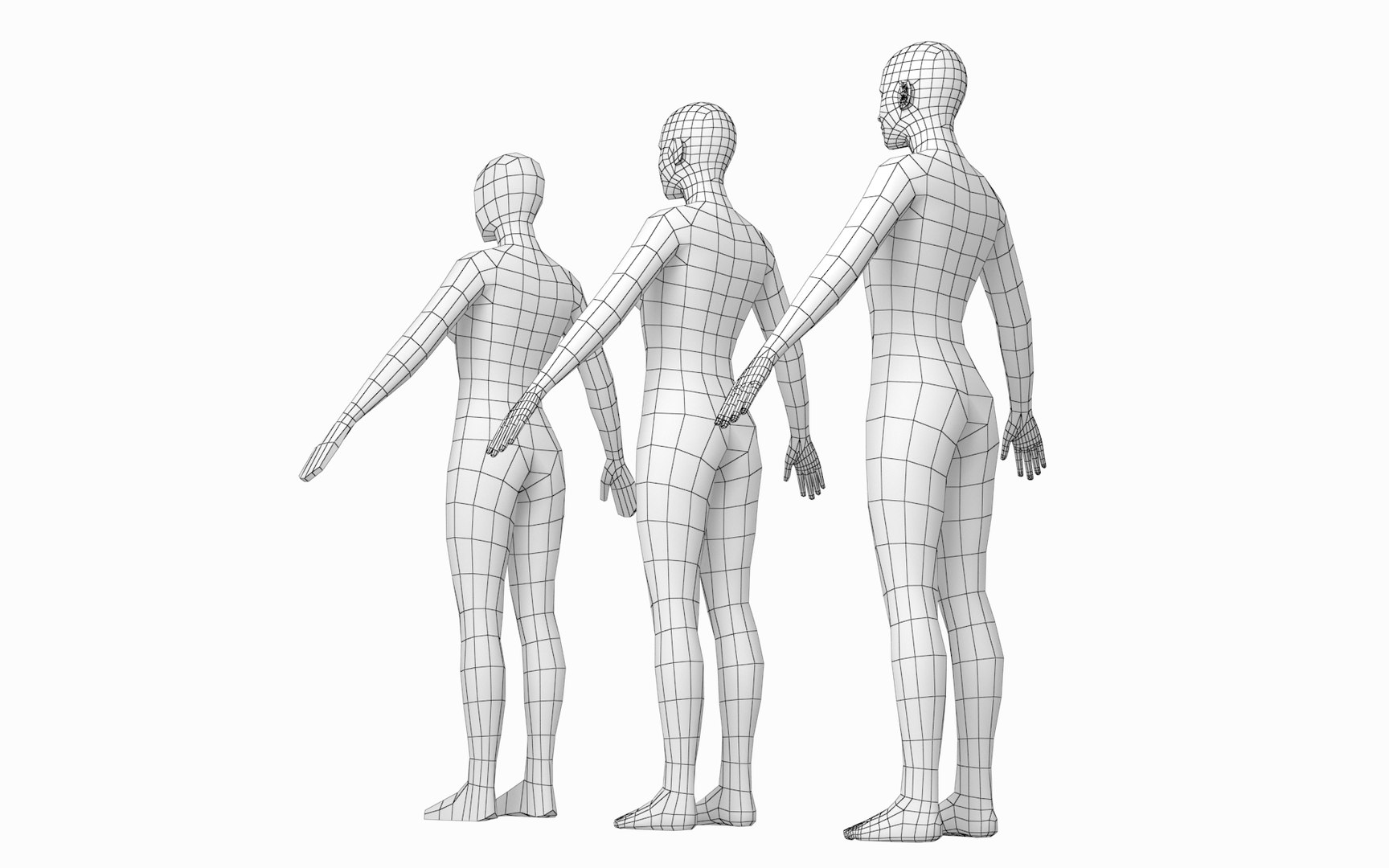 Female And Male Base Mesh Natural Proportions In A Pose BUNDLE Model ...
