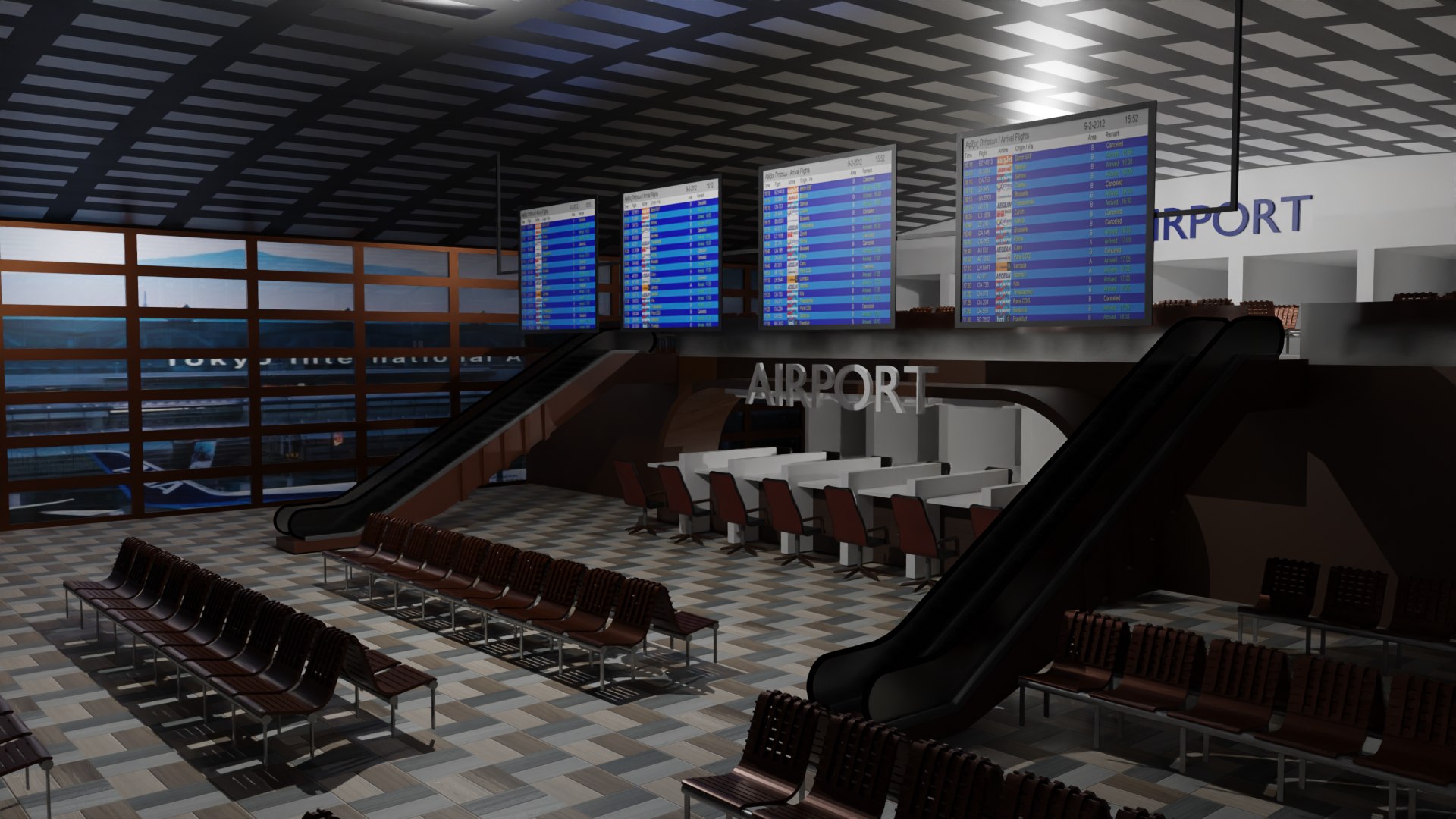 3D Airport Interior - TurboSquid 2160932