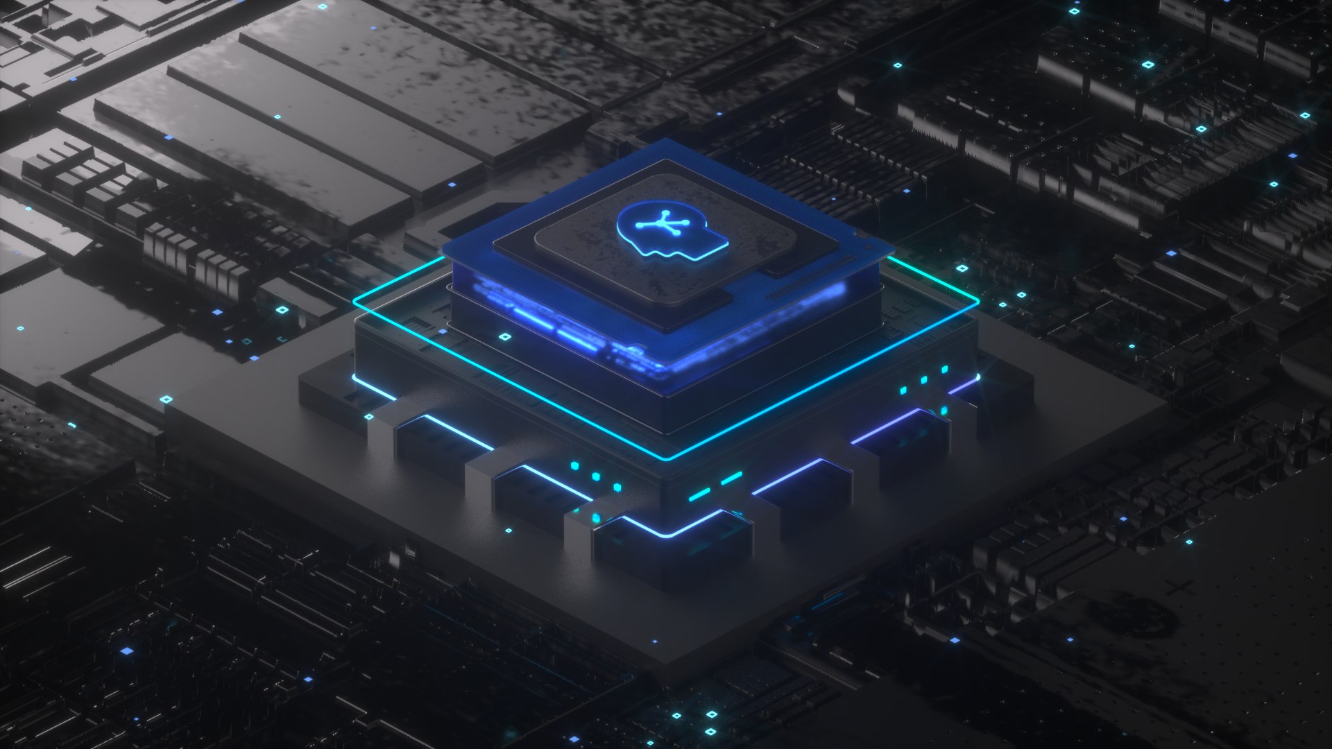 C4D Octane CPU Chip Core Capacitance Scifi Circuit Board 7 3D Model ...