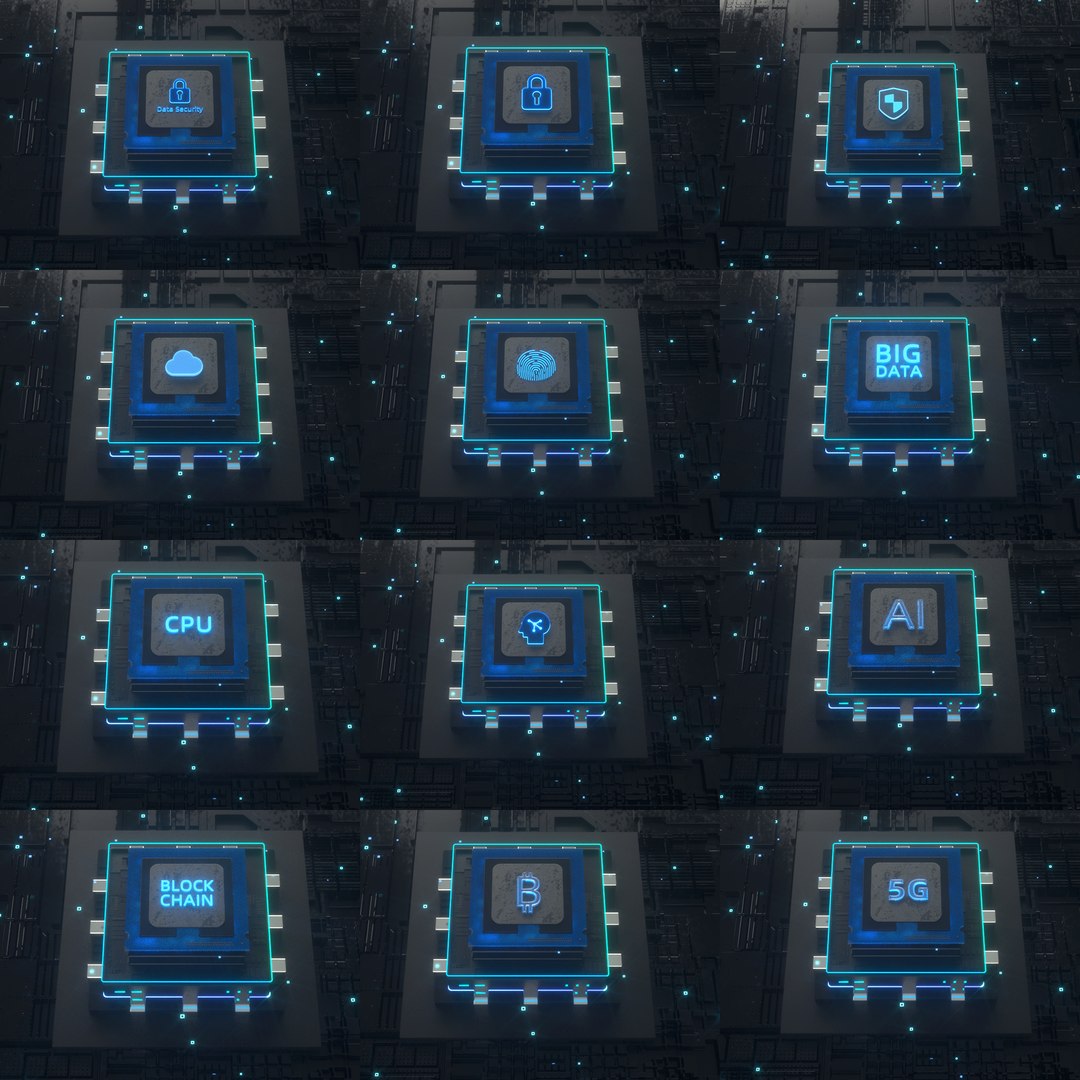 C4D Octane CPU Chip Core Capacitance Scifi Circuit Board 7 3D Model ...