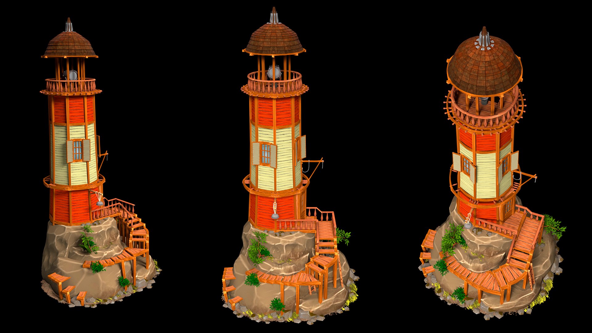 Old Lighthouse On A Rock Wild West High-poly Textured 3D - TurboSquid ...