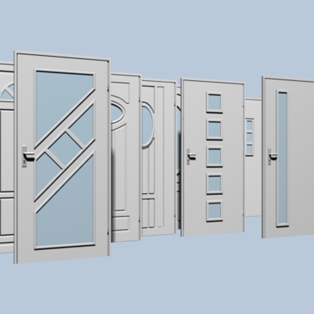 3d doors set architectural model