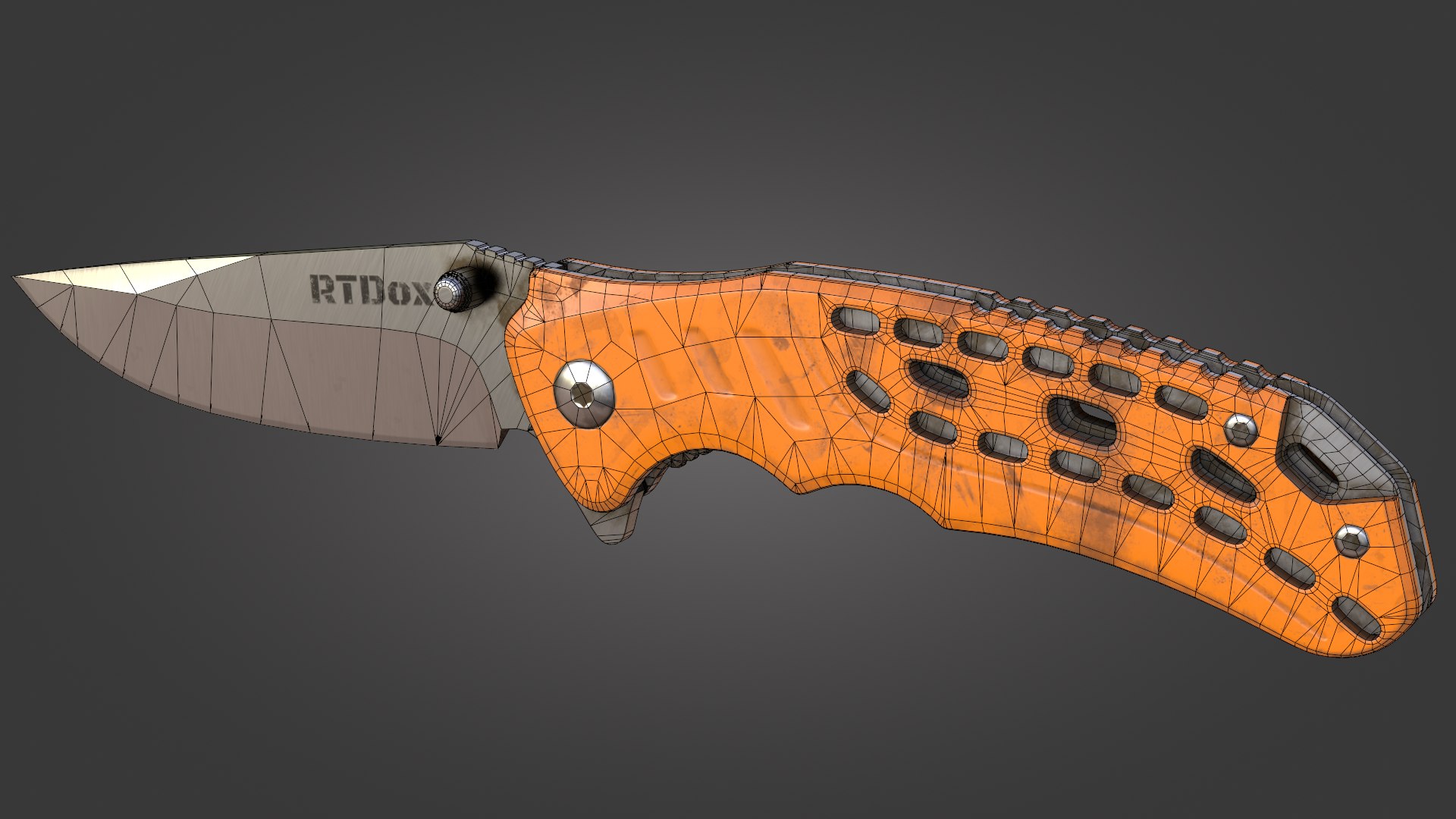 3D Stylish Orange Folding Pocket Knife Rigged Animated Game Ready Low ...