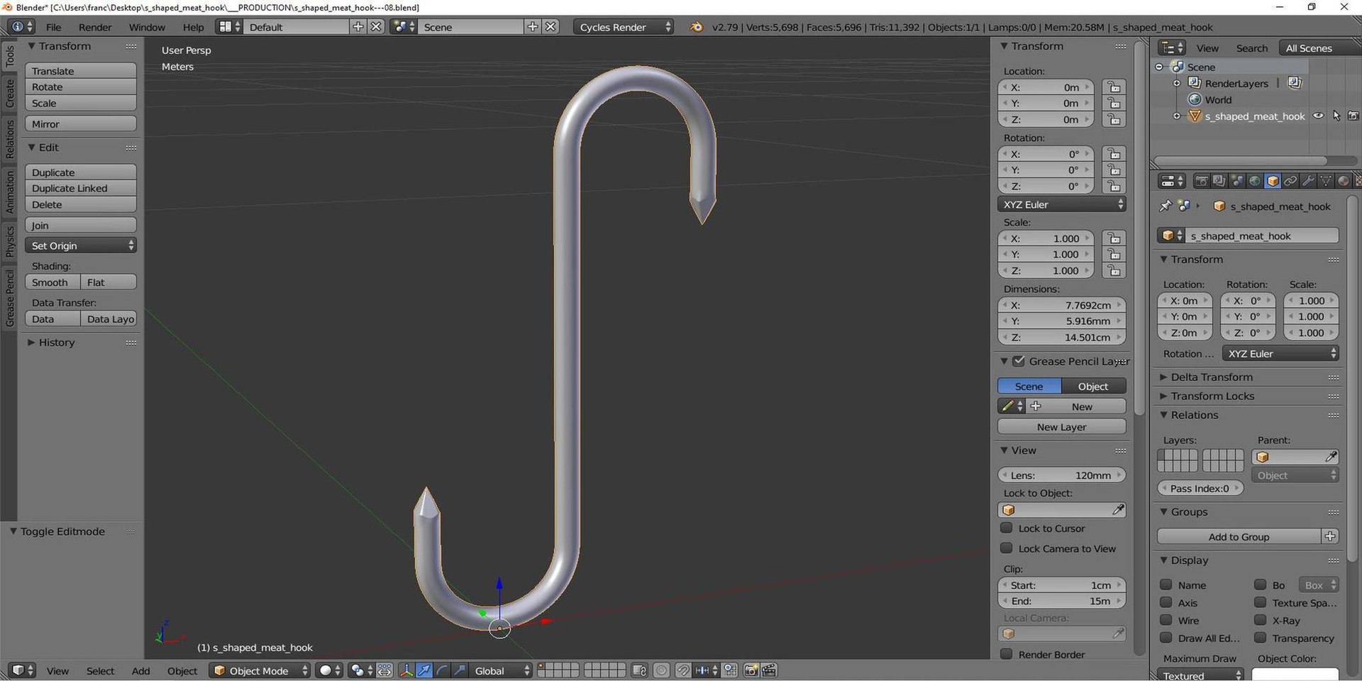 S-shaped Meat Hook 3D Model - TurboSquid 1584226