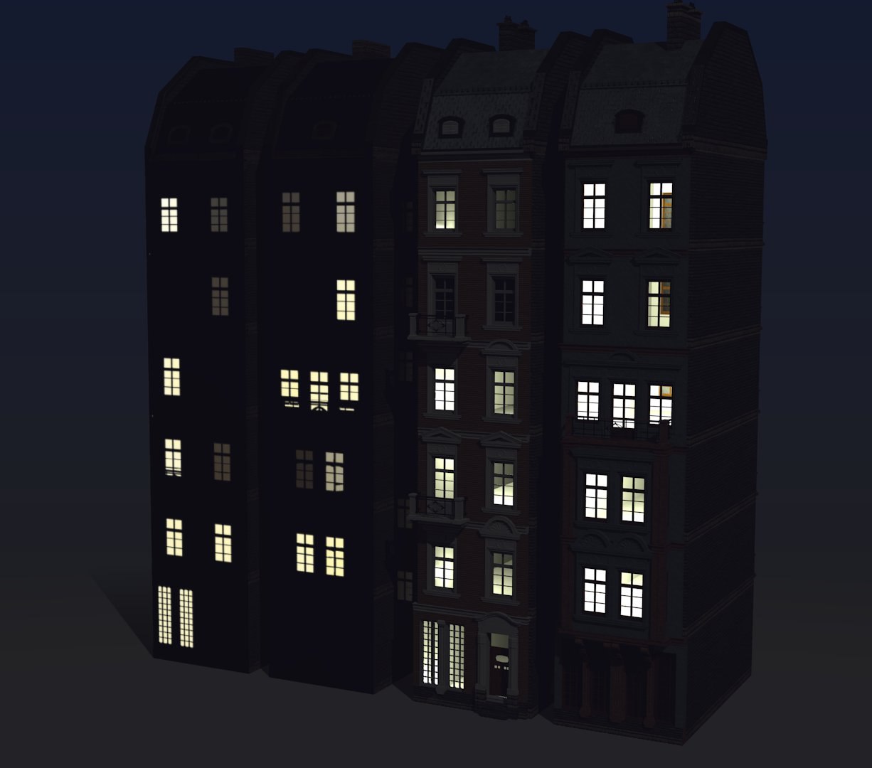 maya tileable classical houses cityscape