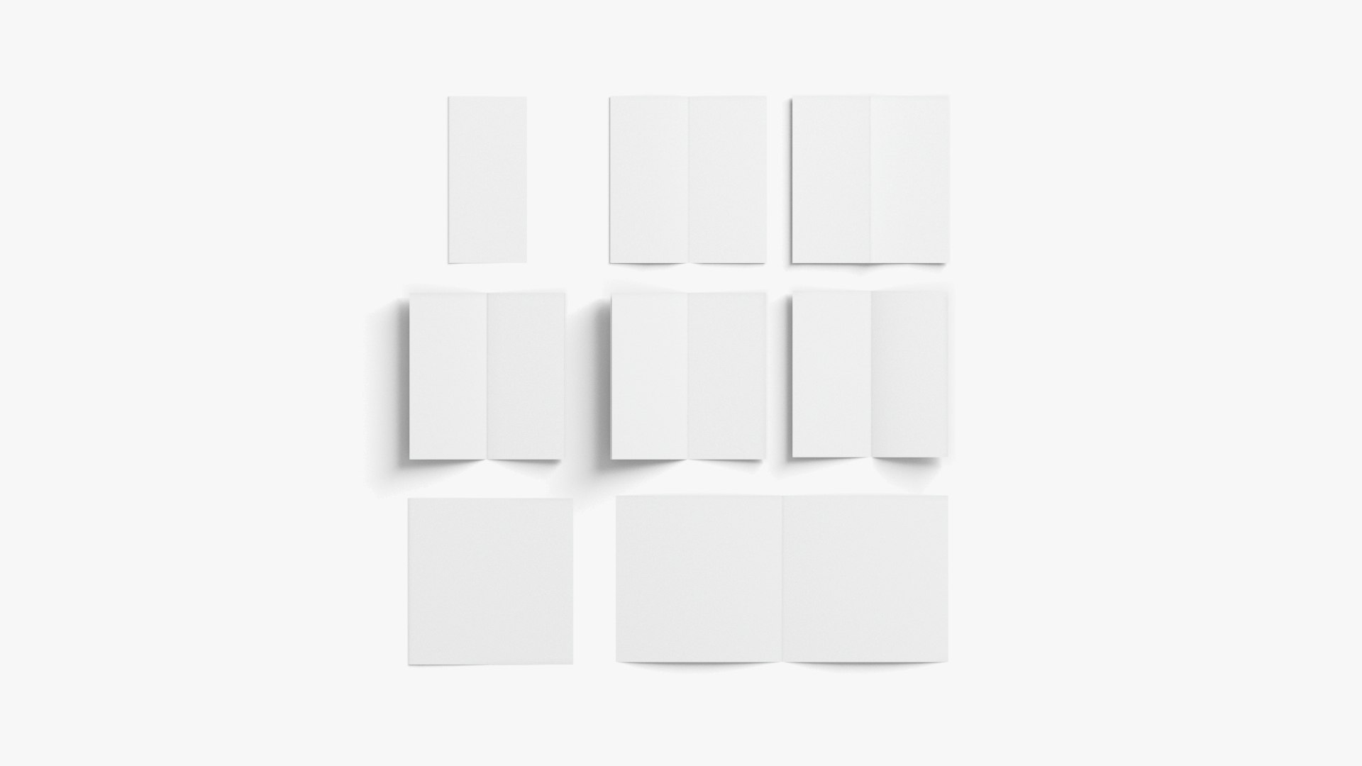 8 White Booklets And Flyers - Open Bifold Map Guide Brochure 3D Model ...